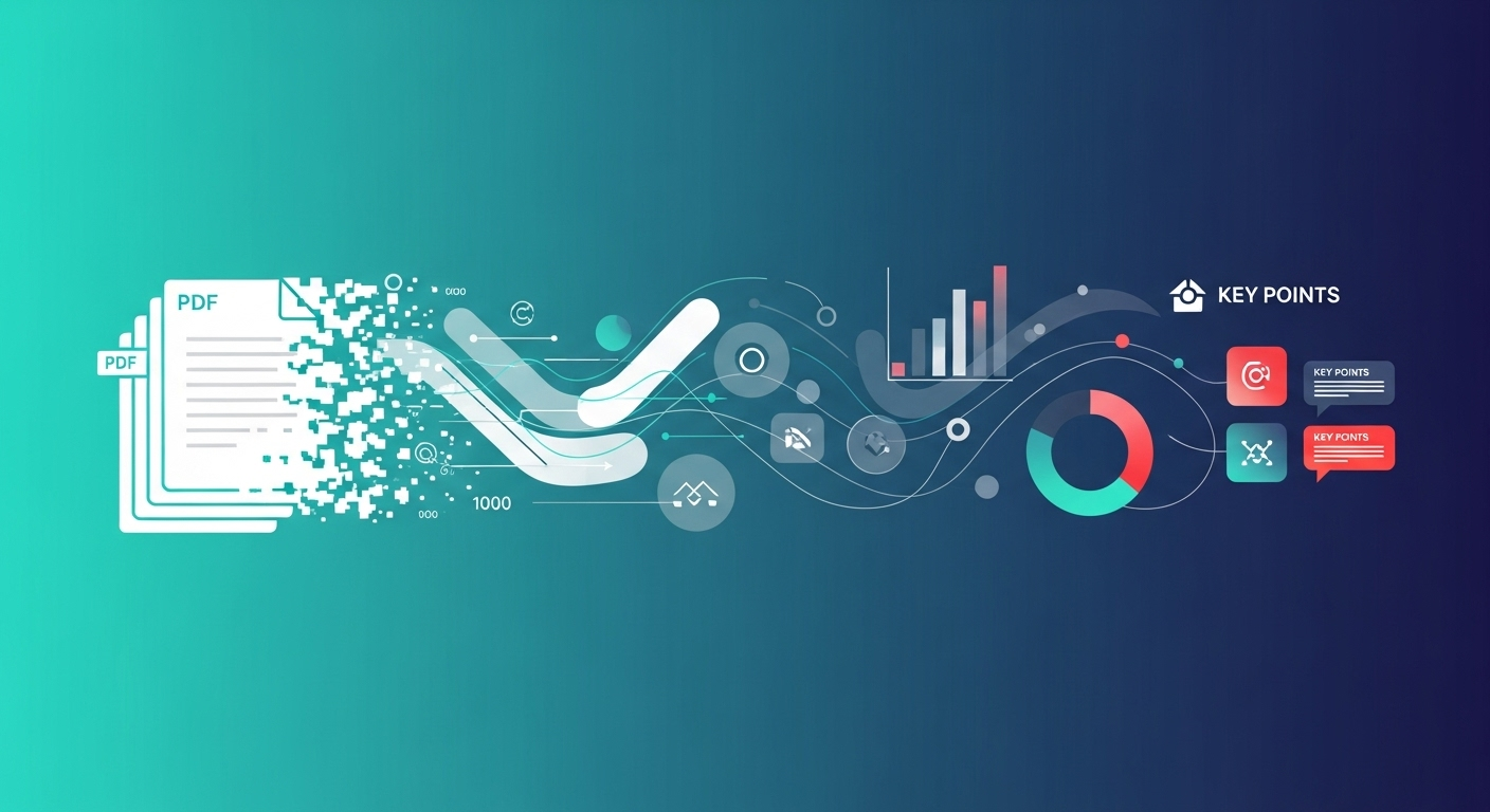 AI document processing visualization showing data transformation